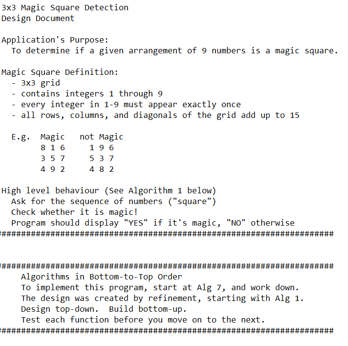 Solved Background A Magic Square is an arrangement of | Chegg.com