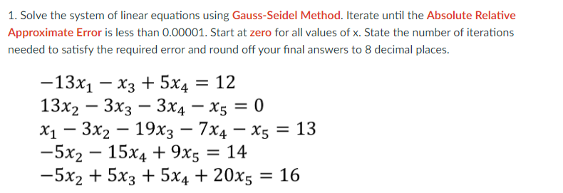 Solved 1. Solve the system of linear equations using | Chegg.com