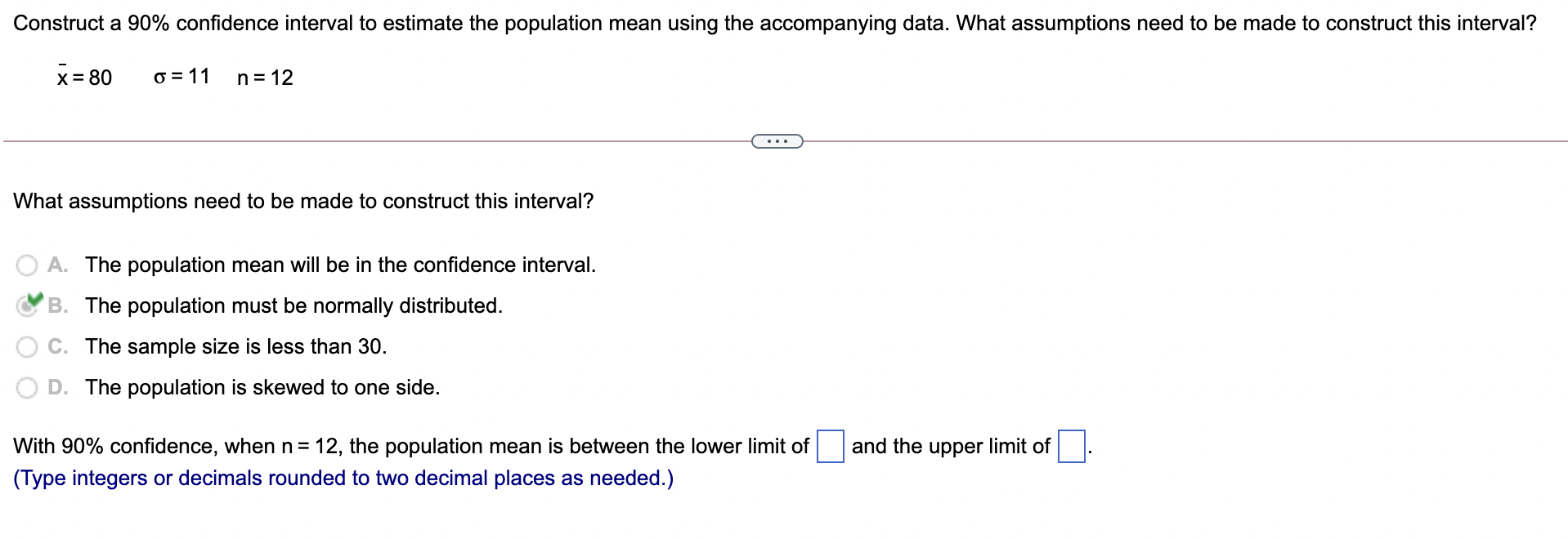 Solved Construct a 90% confidence interval to estimate the | Chegg.com