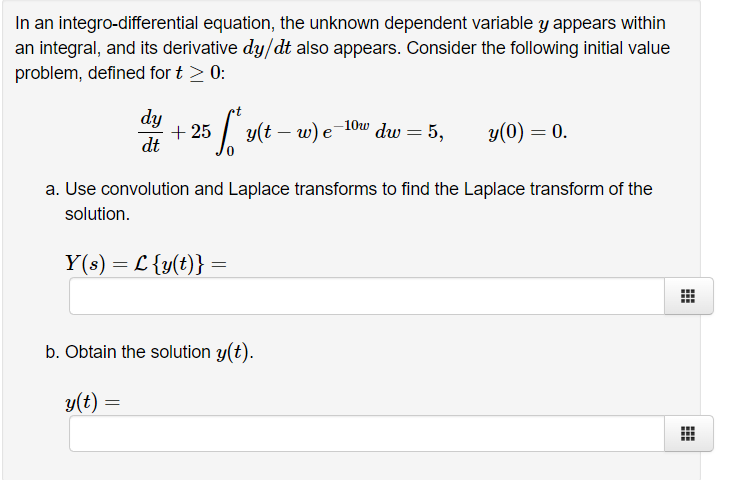 Solved In an integro-differential equation, the unknown | Chegg.com