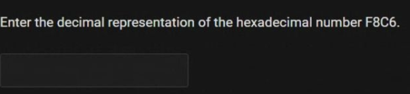 Solved Enter the decimal representation of the hexadecimal | Chegg.com