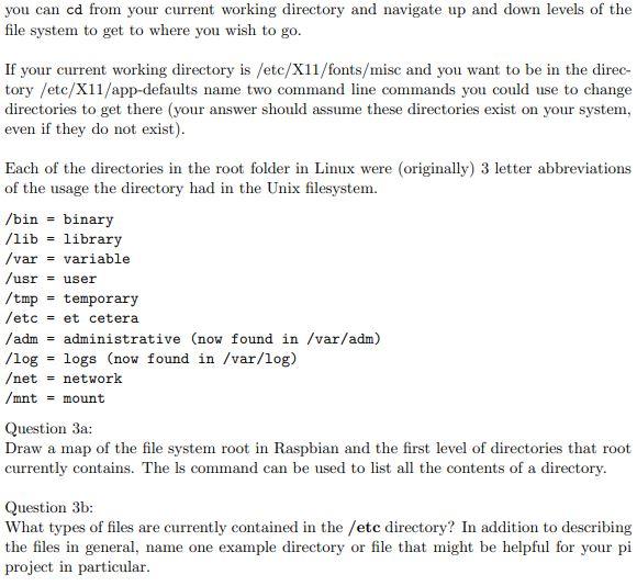 Solved you can cd from your current working directory and | Chegg.com