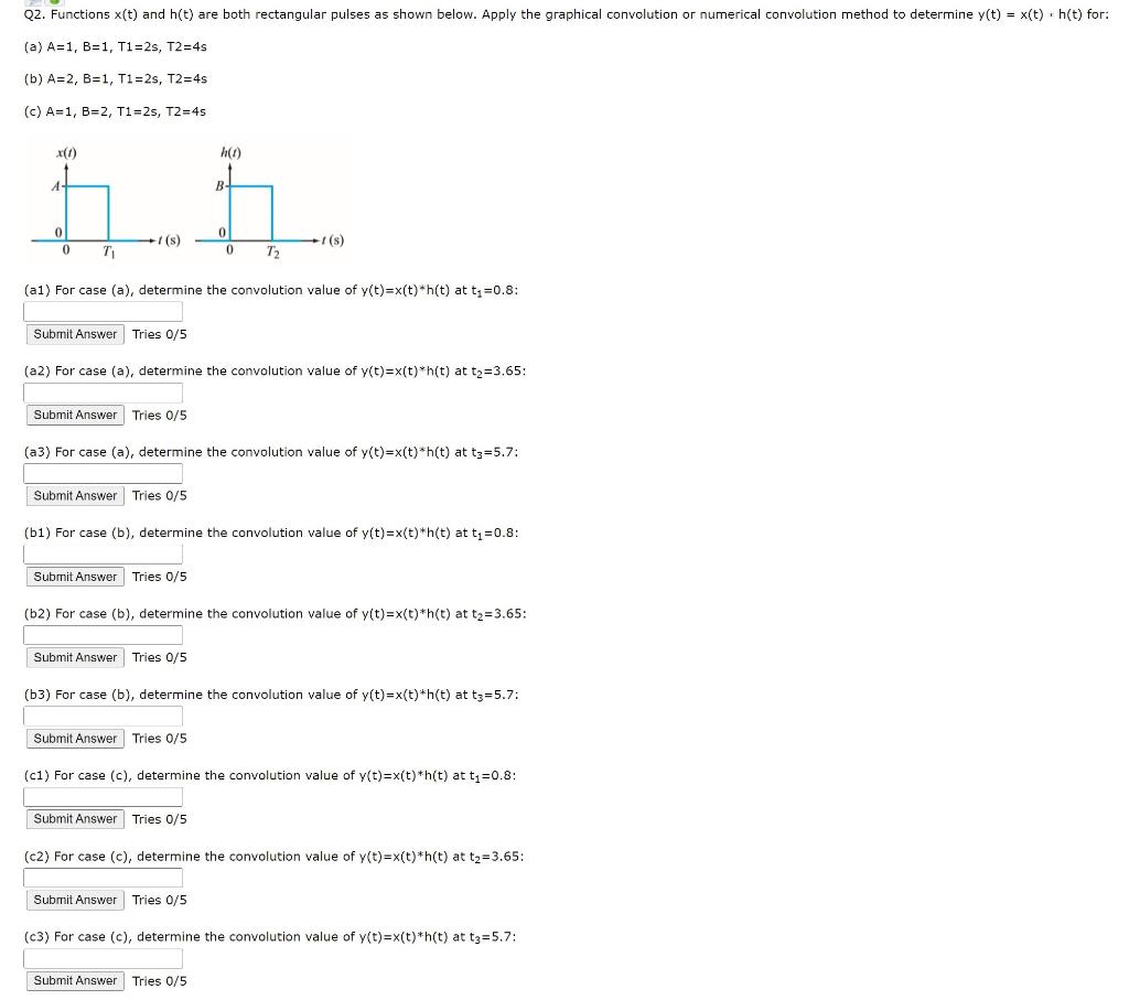 Solved Q2. Functions x(t) and h(t) are both rectangular | Chegg.com