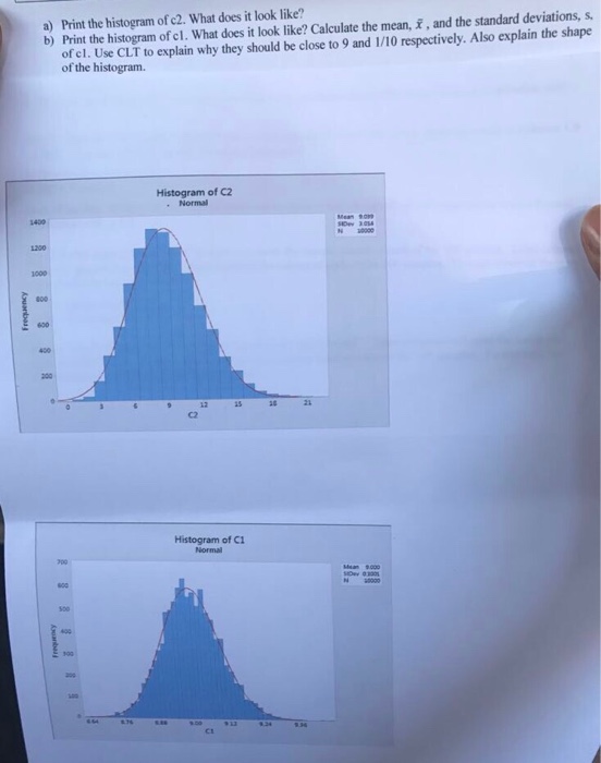 Solved Print the histogram of c2. What does it look like? | Chegg.com