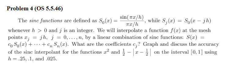 Solved The sinc functions are defined as | Chegg.com