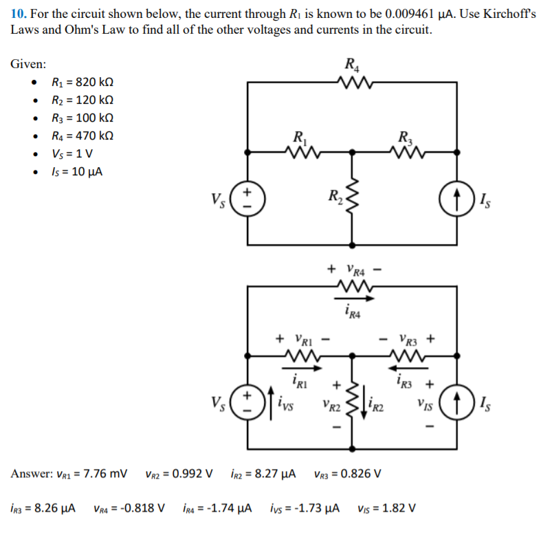 Solved 10. For the circuit shown below, the current through | Chegg.com