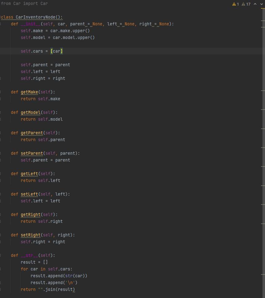 Solved Carlnventory.py The CarInventory. py file will | Chegg.com