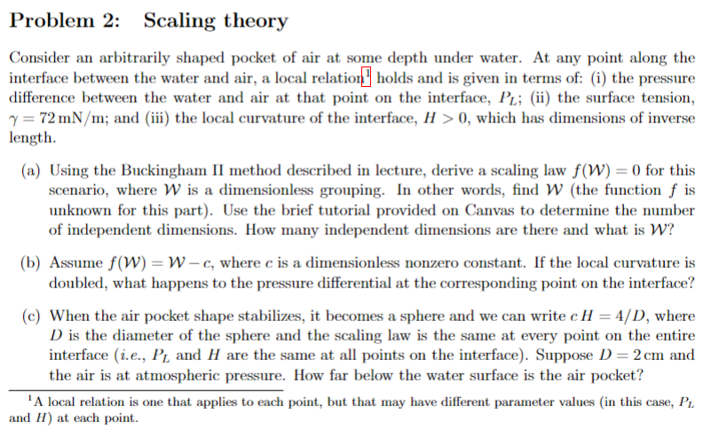 Problem 2: Scaling theory Consider an arbitrarily | Chegg.com