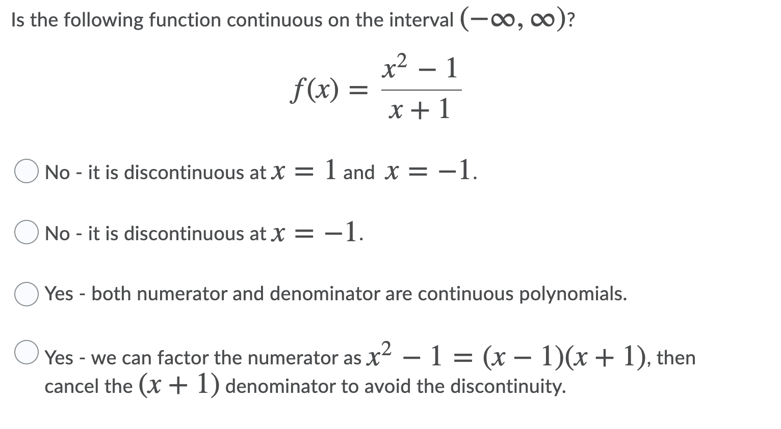 Solved Is the following function continuous on the interval | Chegg.com