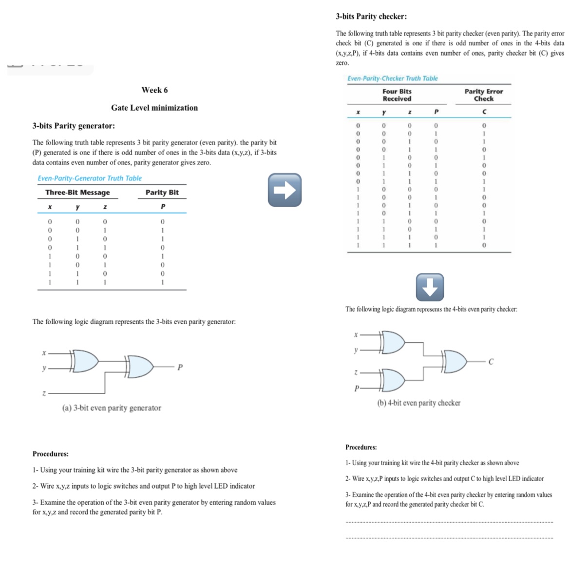 Solved 3-bits Parity checker:Week 6Gate Level | Chegg.com