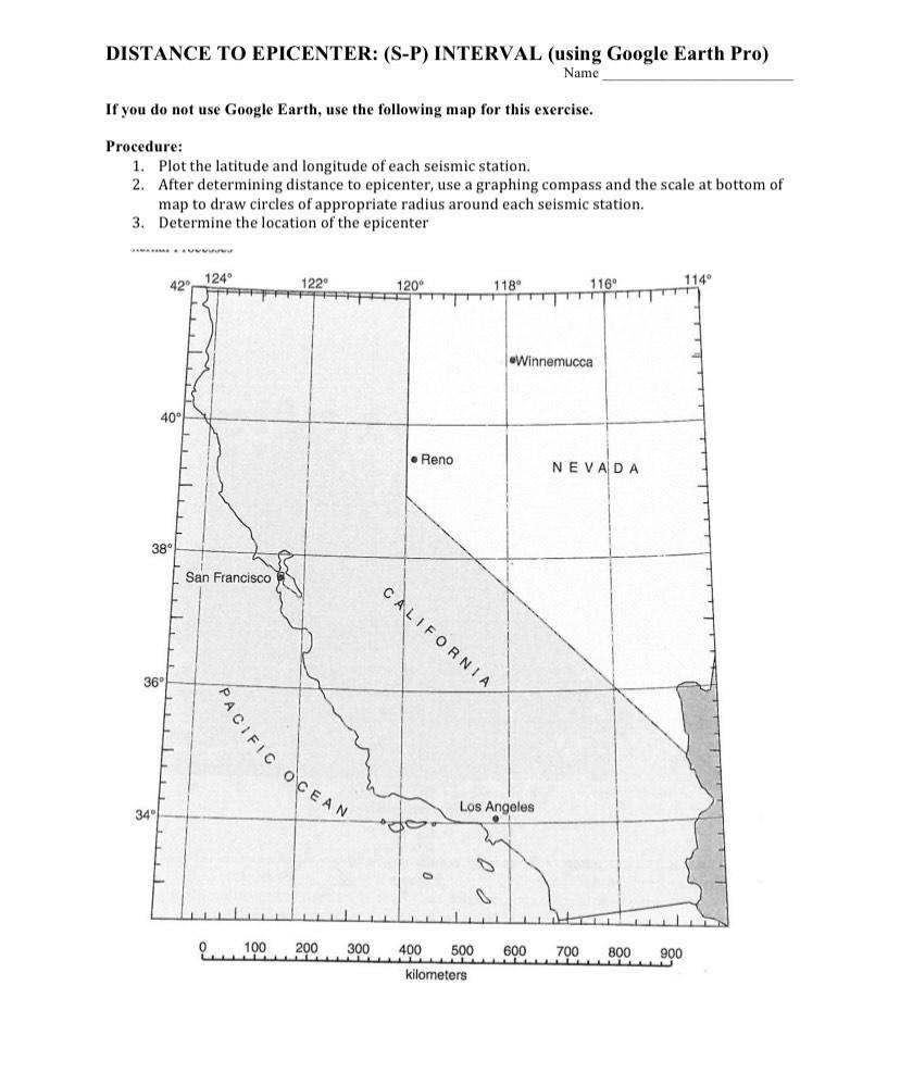 DISTANCE TO EPICENTER: (S-P) INTERVAL (using Google | Chegg.com