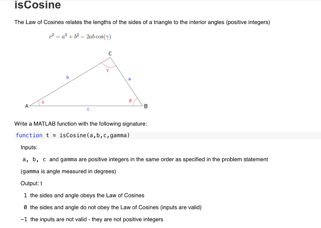 Solved isCosine The Law of Cosines relates the lengths of | Chegg.com