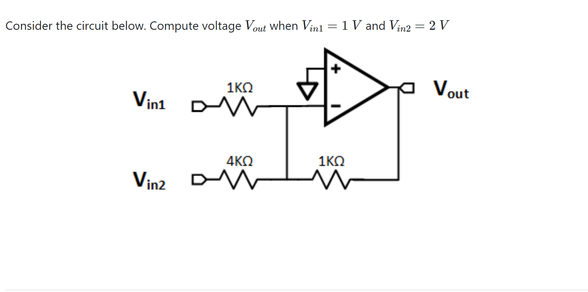 Solved Consider the circuit below. Compute voltage Vout when | Chegg.com