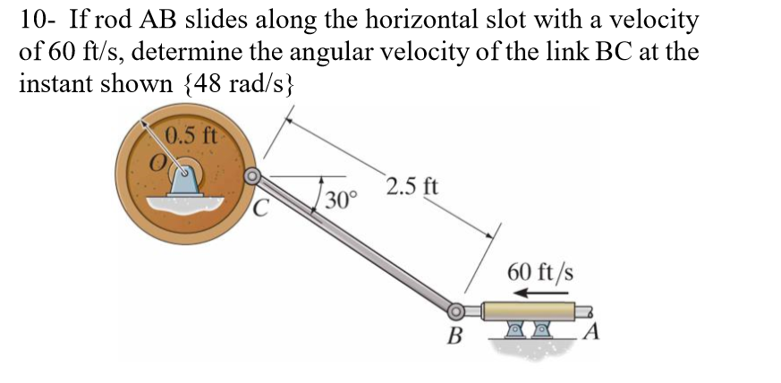 Solved 10- If rod AB slides along the horizontal slot with a | Chegg.com