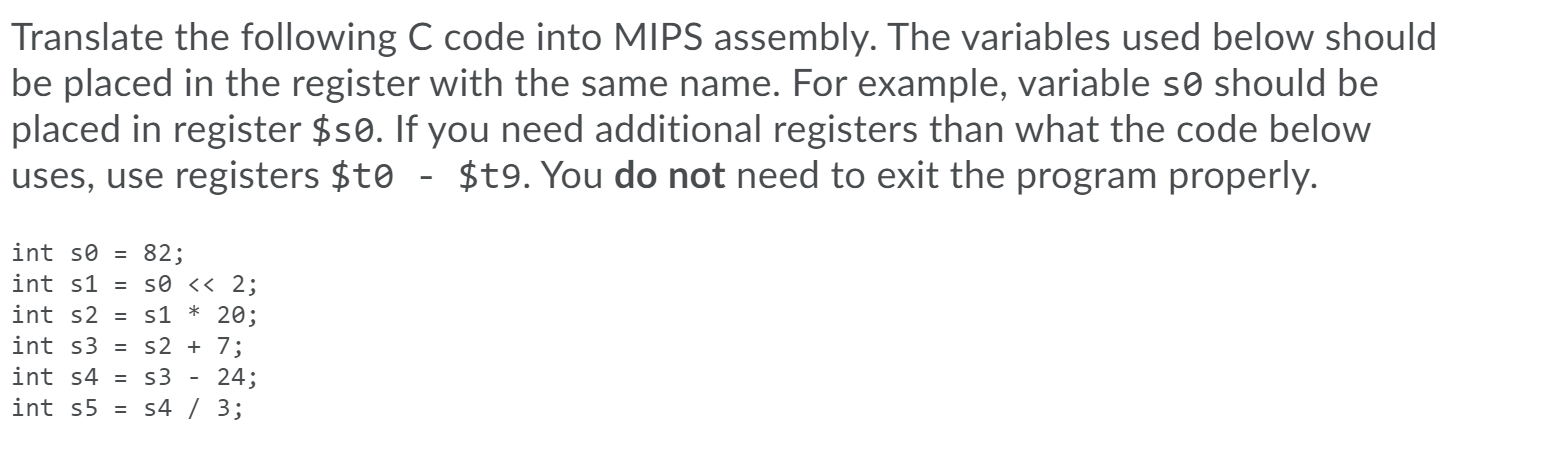 Translate the following C code into MIPS assembly. | Chegg.com