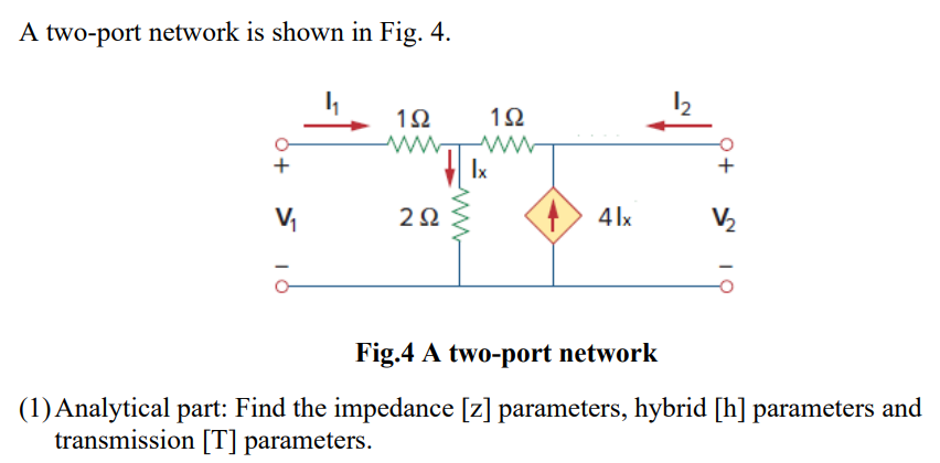 Solved U ( ﻿A two-port network is connected into a circuit | Chegg.com