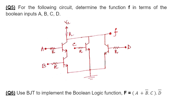 Solved Q5) ﻿For the following circuit, determine the | Chegg.com