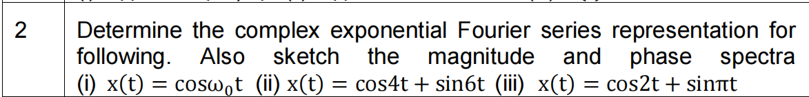 Solved 2 ﻿Determine the complex exponential Fourier series | Chegg.com