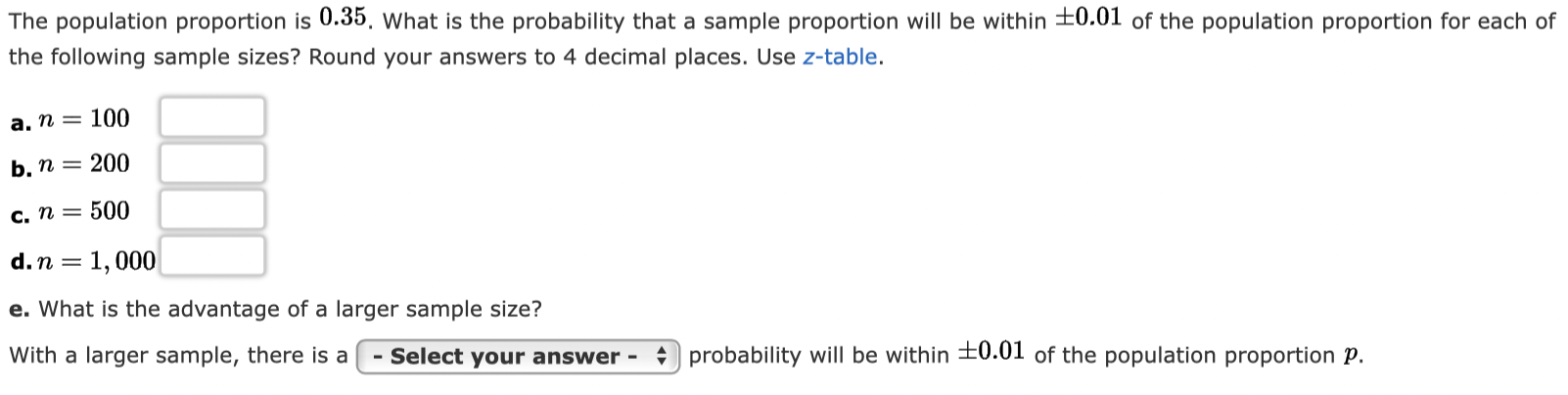 Solved The population proportion is 0.35. What is the | Chegg.com