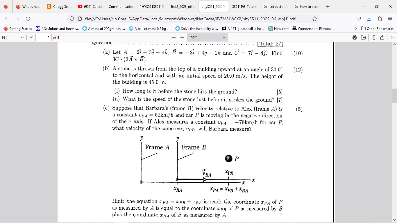 Solved (a) Let A=2i^+3j^−4k^,B=−3i^+4j^+2k^ and C=7i^−8j^. | Chegg.com