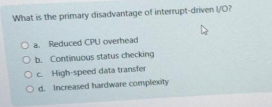 Solved What is the primary disadvantage of interrupt-driven | Chegg.com