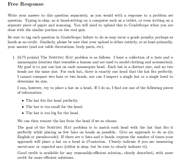 Free Response Write your answer to this question | Chegg.com