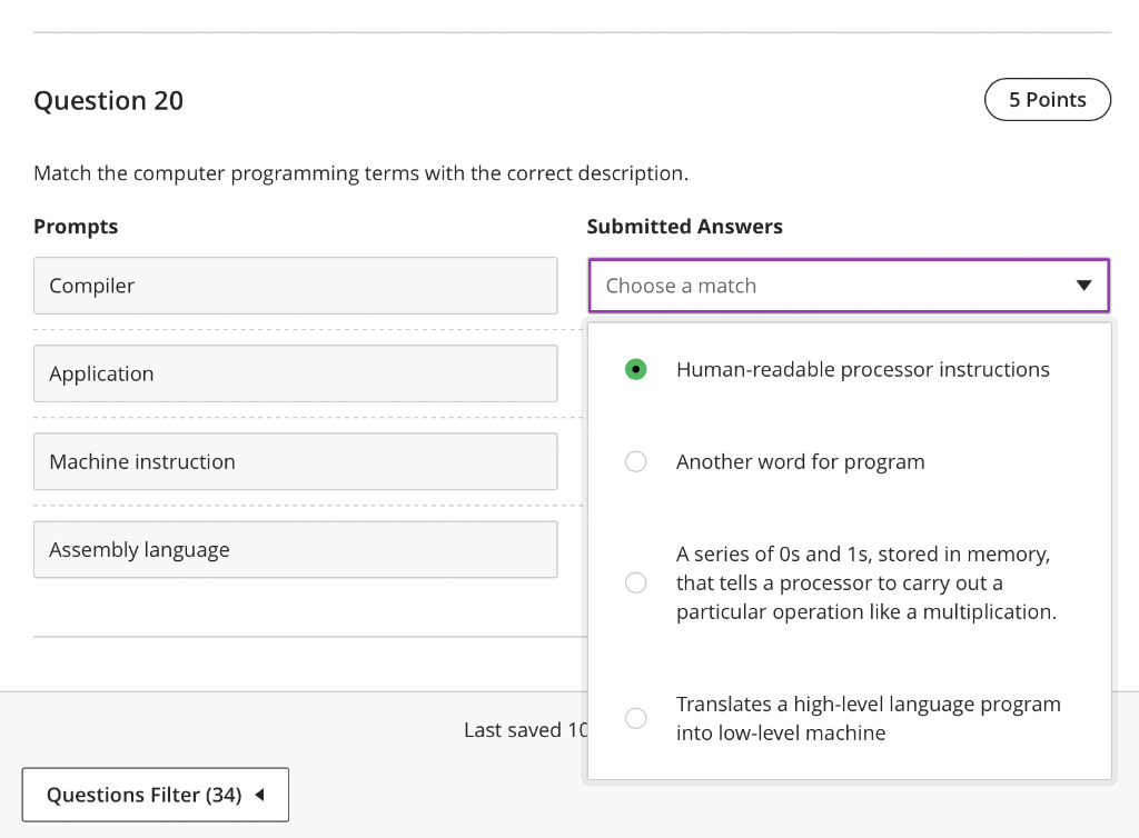 Solved Match the computer programming terms with the correct | Chegg.com