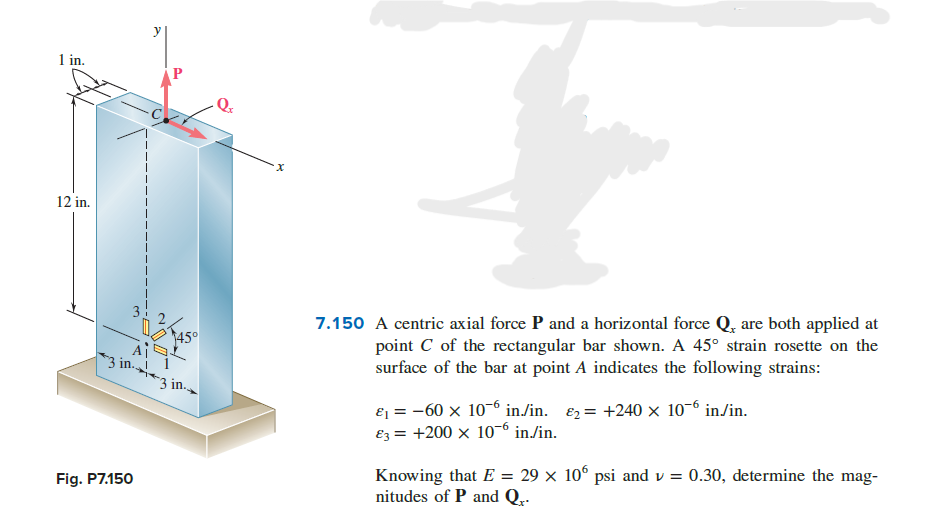 Solved 7.150 A centric axial force P and a horizontal force | Chegg.com