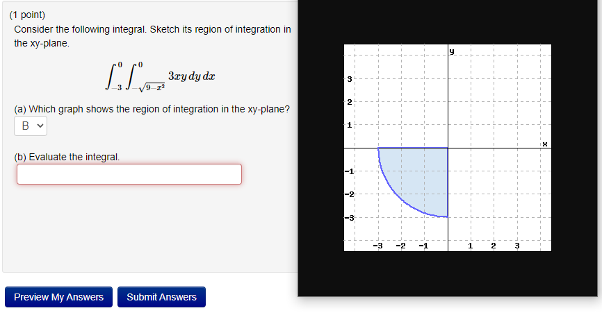 Solved (1 point) Consider the following integral. Sketch its | Chegg.com