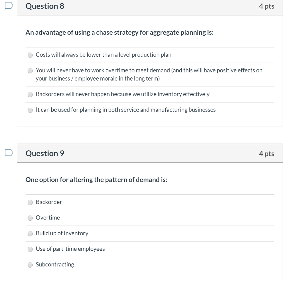 Solved Question 8 4 pts An advantage of using a chase | Chegg.com