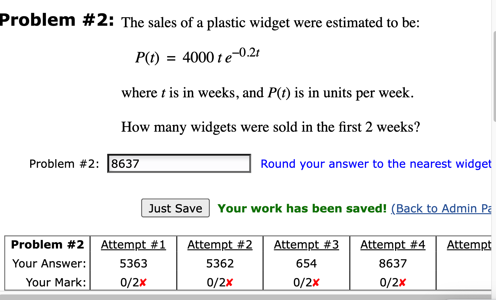 Solved roblem \# 2: The sales of a plastic widget were | Chegg.com