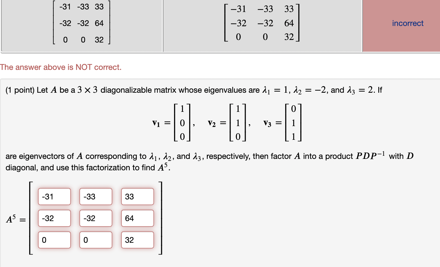 Solved (1 point) Let 𝐴 be a 3×3 diagonalizable matrix whose | Chegg.com
