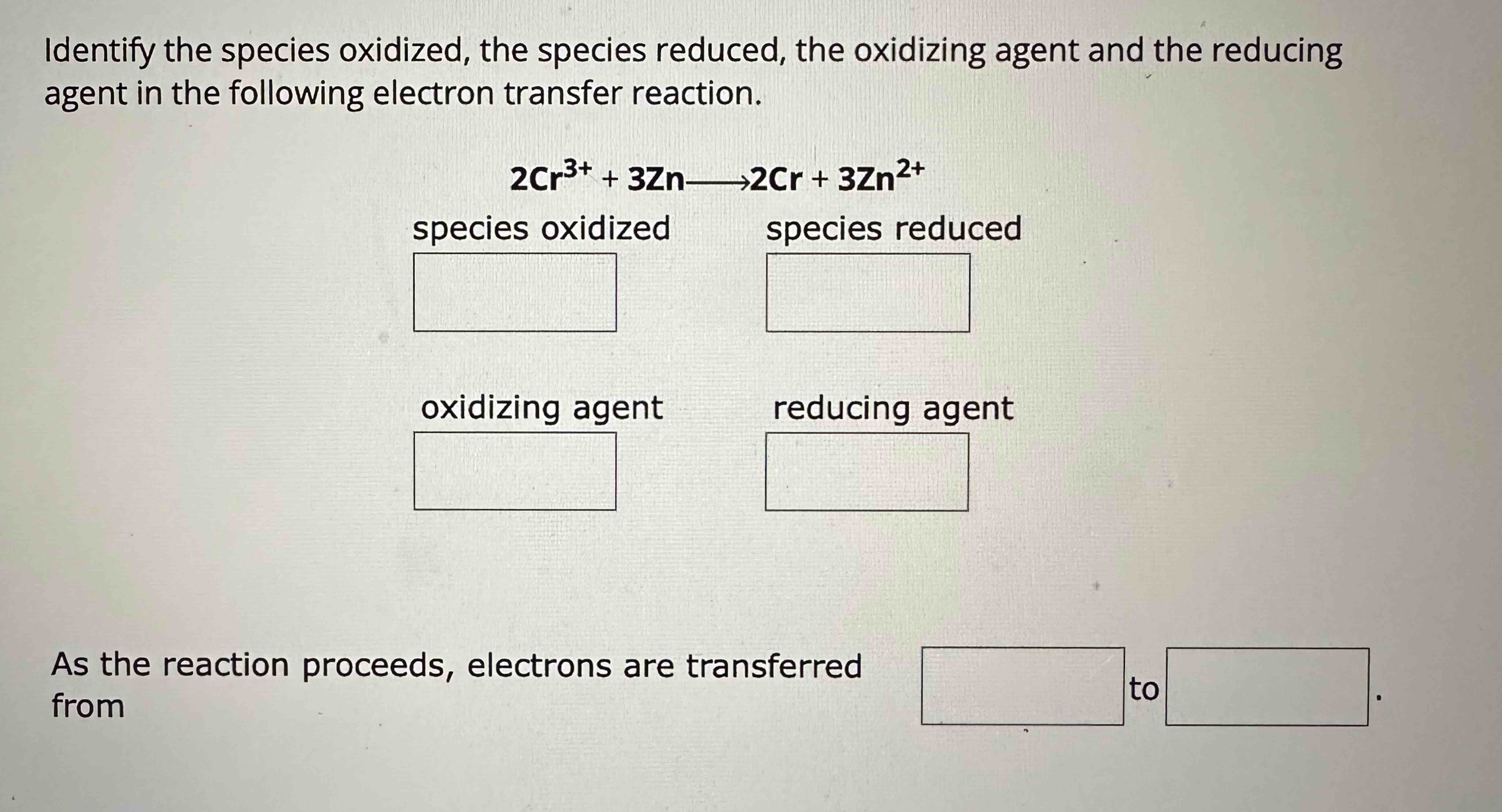 Solved Identify the species oxidized, the species reduced, | Chegg.com
