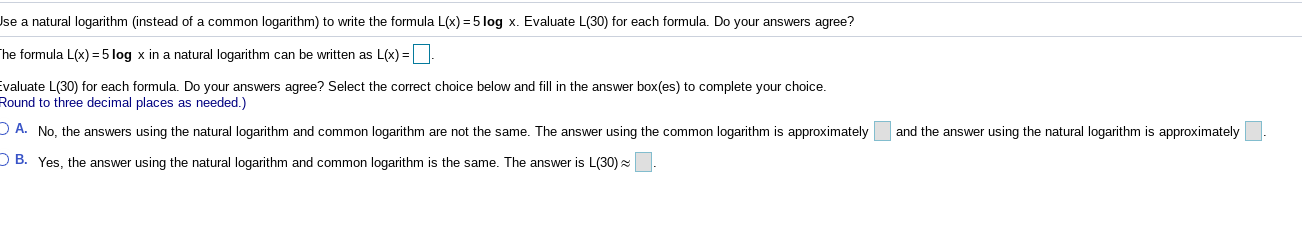 Solved se a natural logarithm (instead of a common | Chegg.com