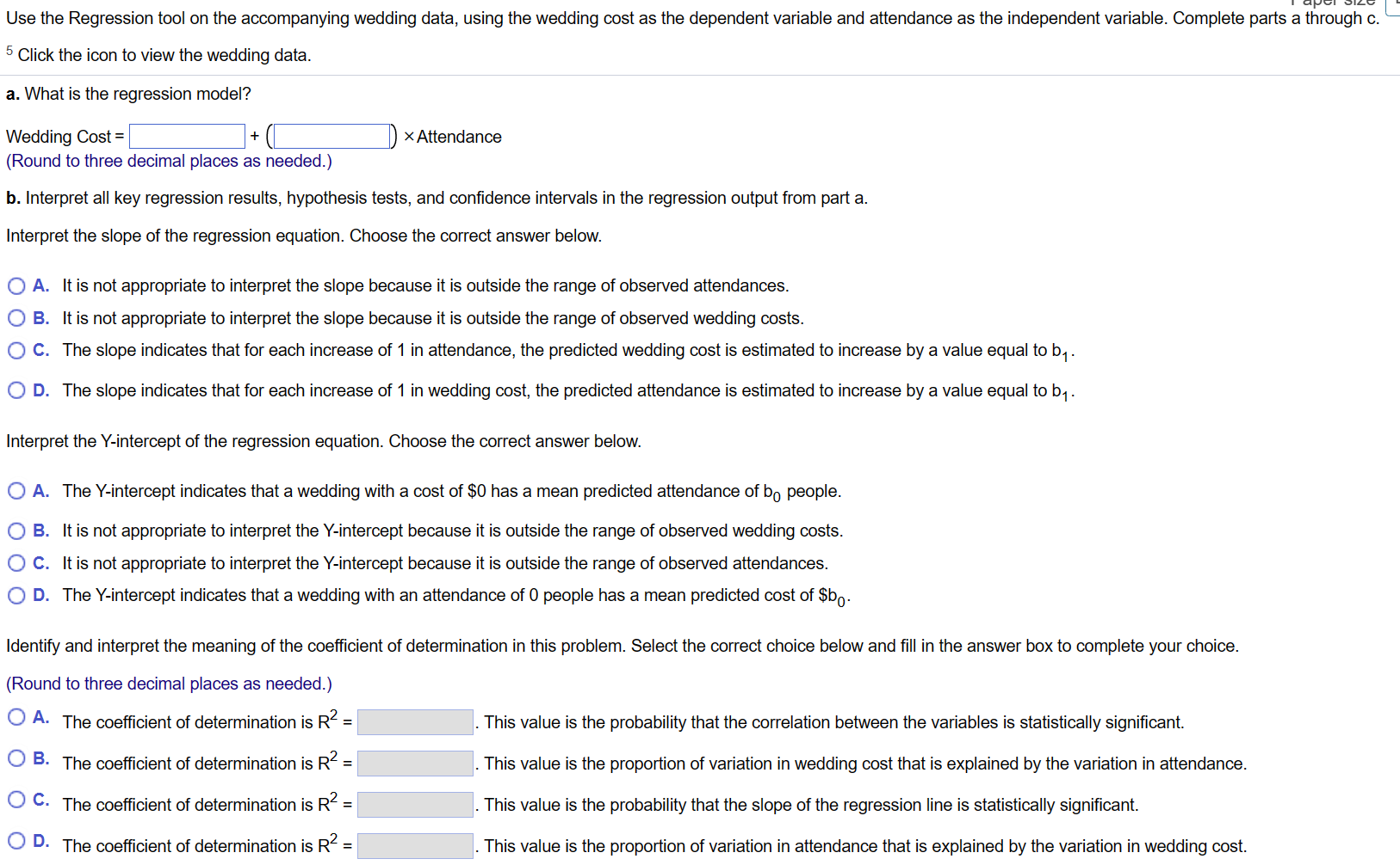 Solved Interpret the Y-intercept of the regression equation. | Chegg.com