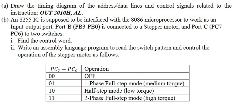 Solved (a) Draw the timing diagram of the address/data lines | Chegg.com