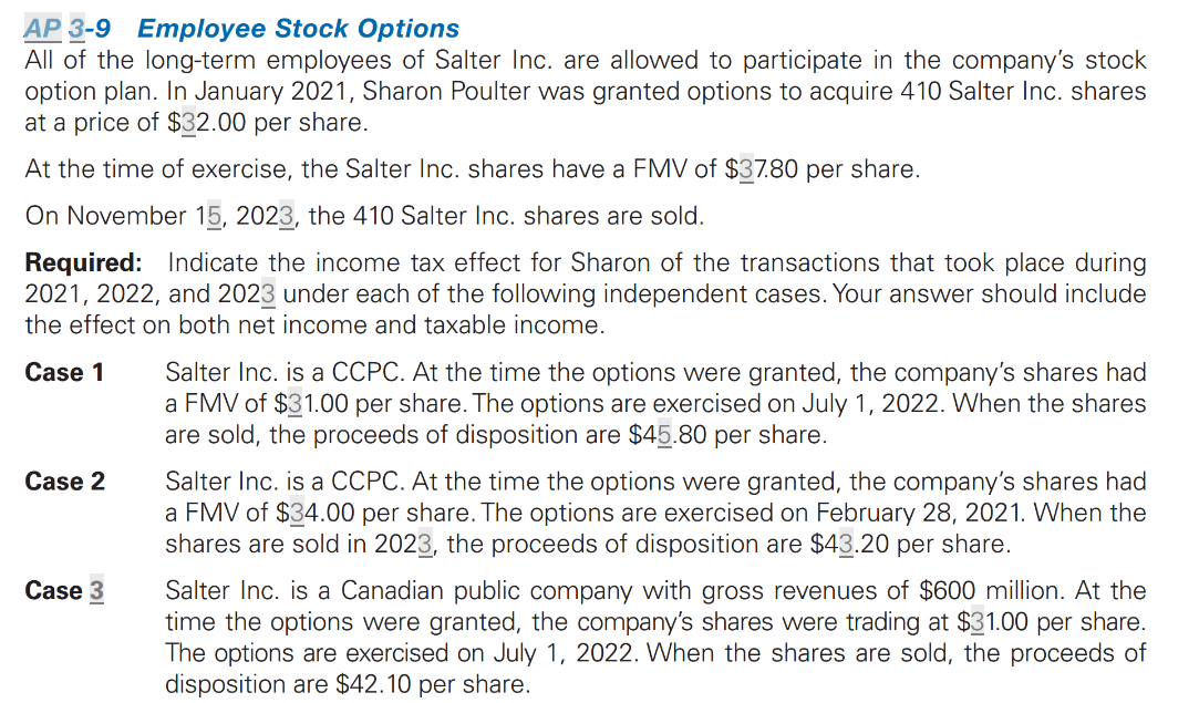 Solved AP 3 -9 Employee Stock Options All of the long-term | Chegg.com