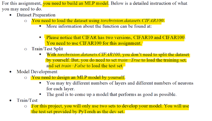 Solved or this assignment, you need to build an MLP model. | Chegg.com
