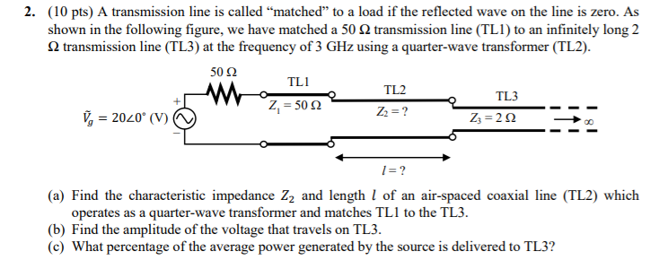 Solved 2. (10 pts) A transmission line is called "matched” | Chegg.com