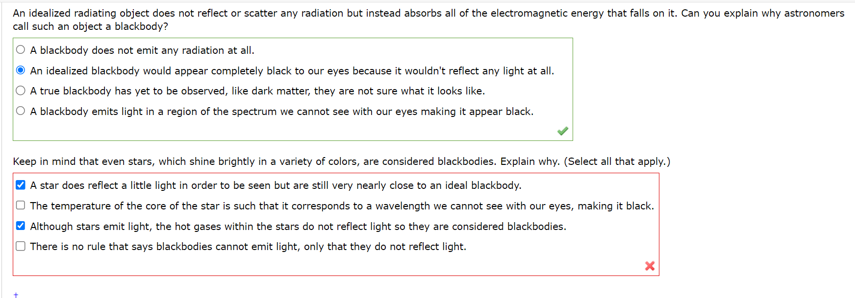 Solved An idealized radiating object does not reflect or | Chegg.com
