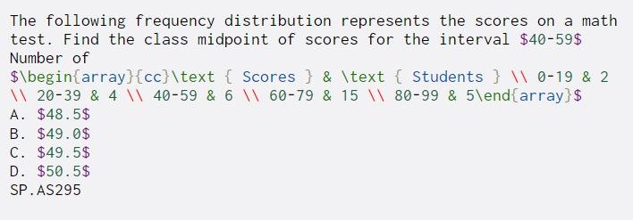 Solved The following frequency distribution represents the | Chegg.com