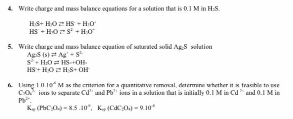 Solved 4. Write charge and mass balance equations for a | Chegg.com