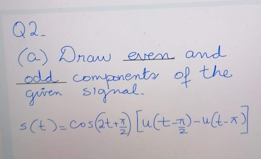 Solved Q2 (a) Draw even and odd components of the given | Chegg.com