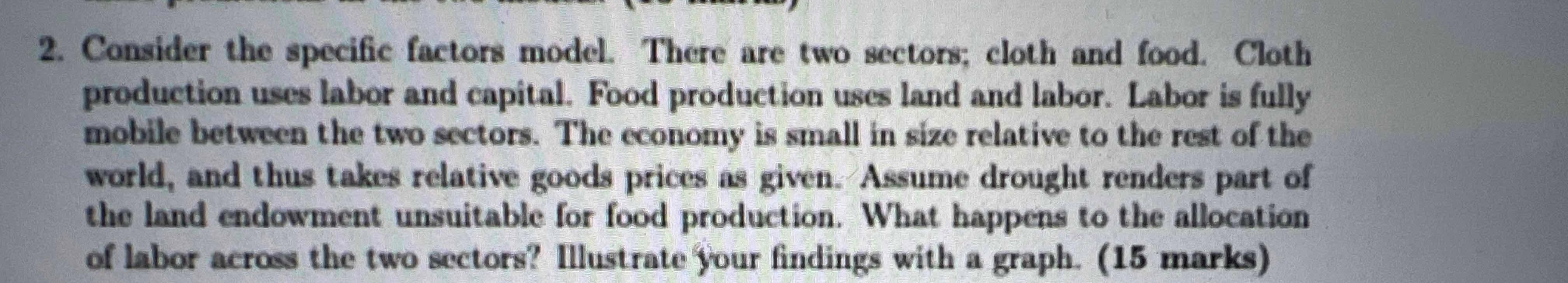 Solved 2. Consider the specific factors model. There are two | Chegg.com