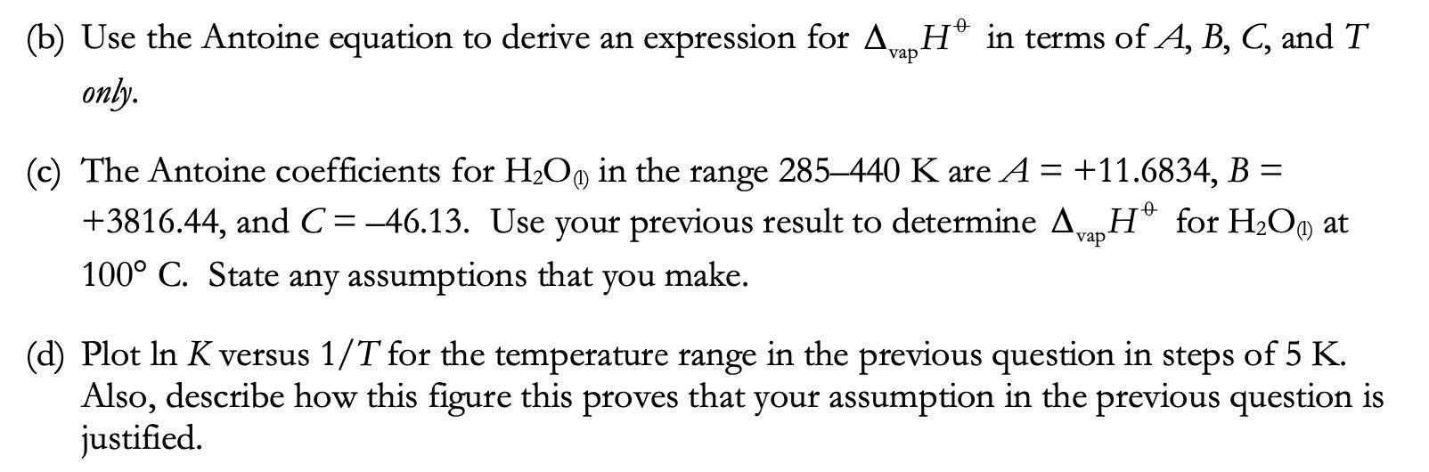 Solved Vapor pressure (Pvap) data as a function of | Chegg.com