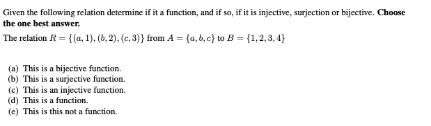 Solved Given the following relation determine if it a | Chegg.com