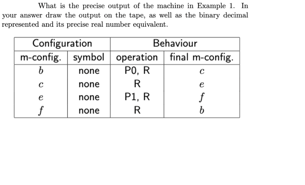 What is the precise output of the machine in Example | Chegg.com