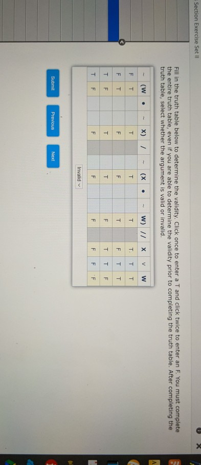 Section Exercise Set 11 Fill In The Truth Table Below