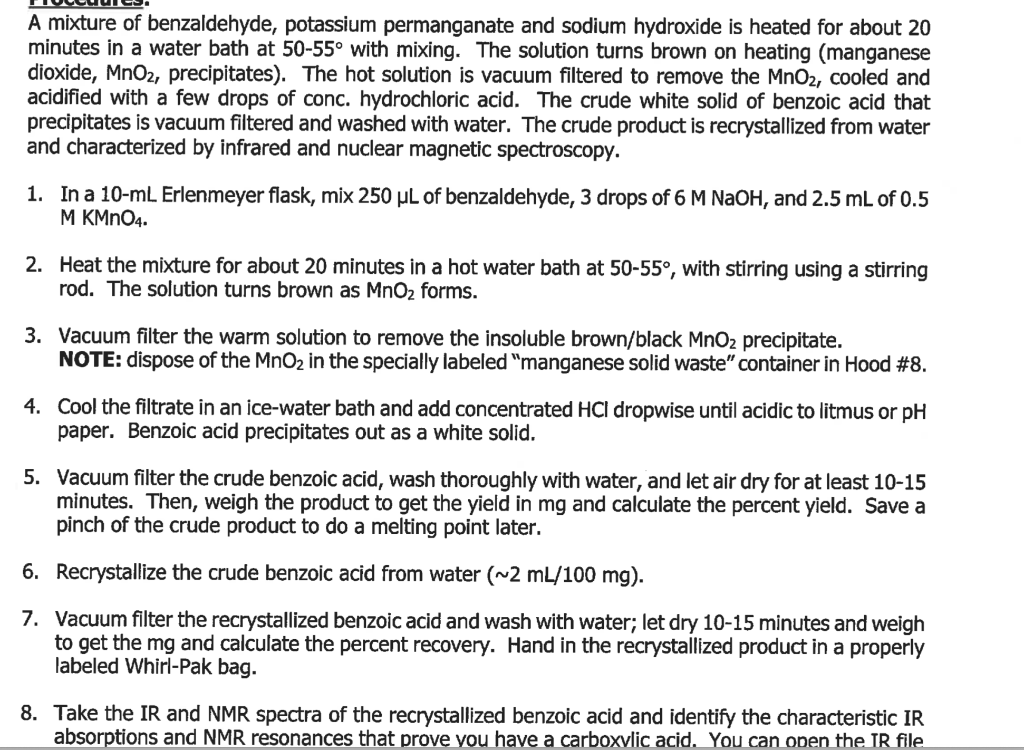 Oxidation Of Benzaldehyde To Benzoic Acid