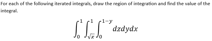Solved Eor each of the following iterated integrals, draw | Chegg.com